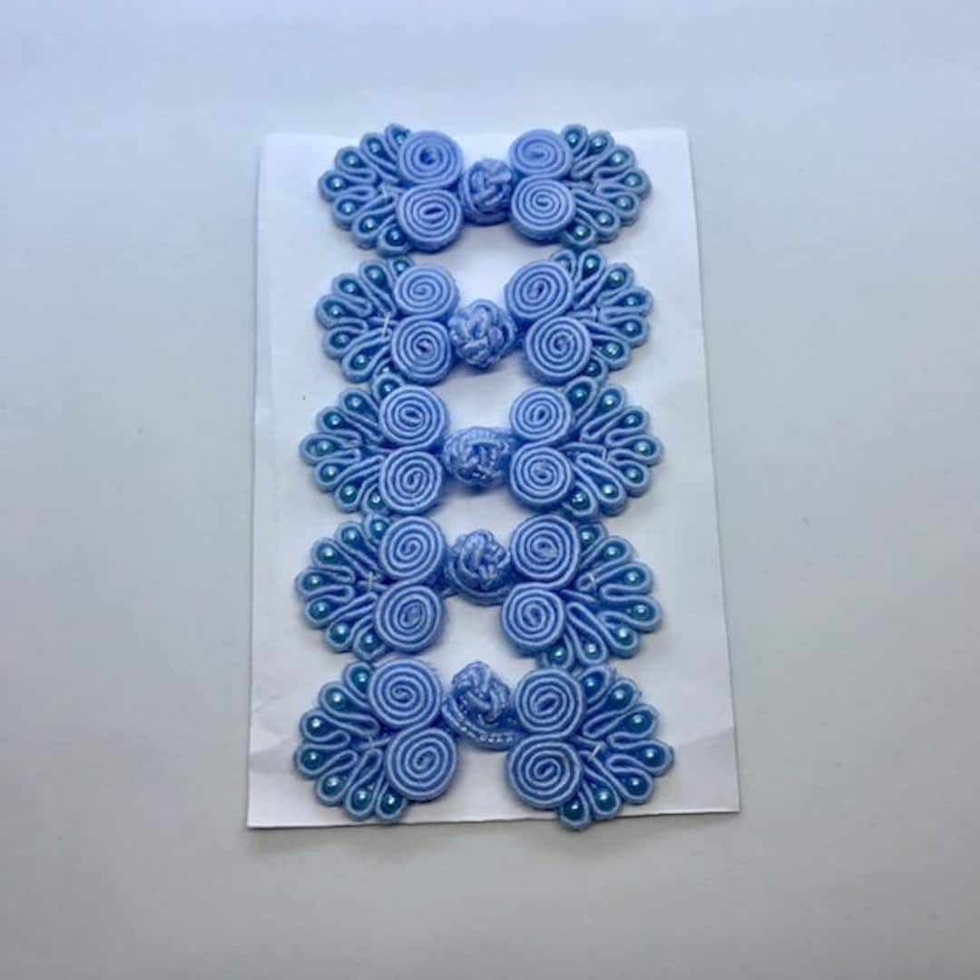 Baby Blue Bead Chinese Frog Closures: Rayon & Cotton Fasteners (5 Pairs ...