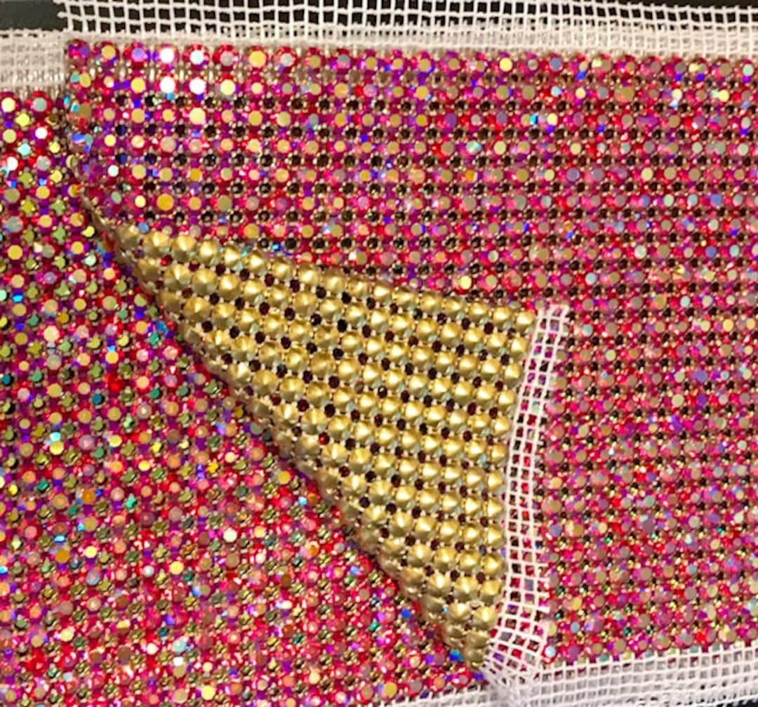 Siam AB Rhinestone Mesh With Gold Setting Sewing Trim Wedding Cake ...