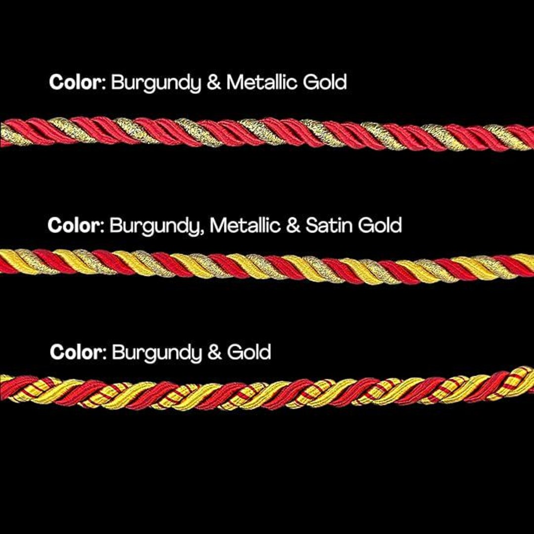 Burgundy Metallic Gold Satin Twist Cord: 8mm Braided Rope (5 Yards) - Etsy