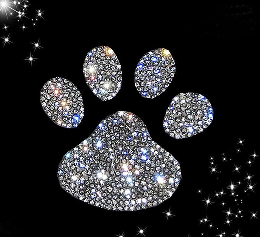 2 Pcs Mini Paw Print Crystal Decal Emblem Decoration Rhinestone ...