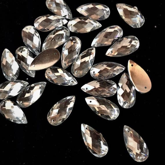 Clear Tear Drop Resin Stone 13x18mm With Two Holes Sew on - Etsy