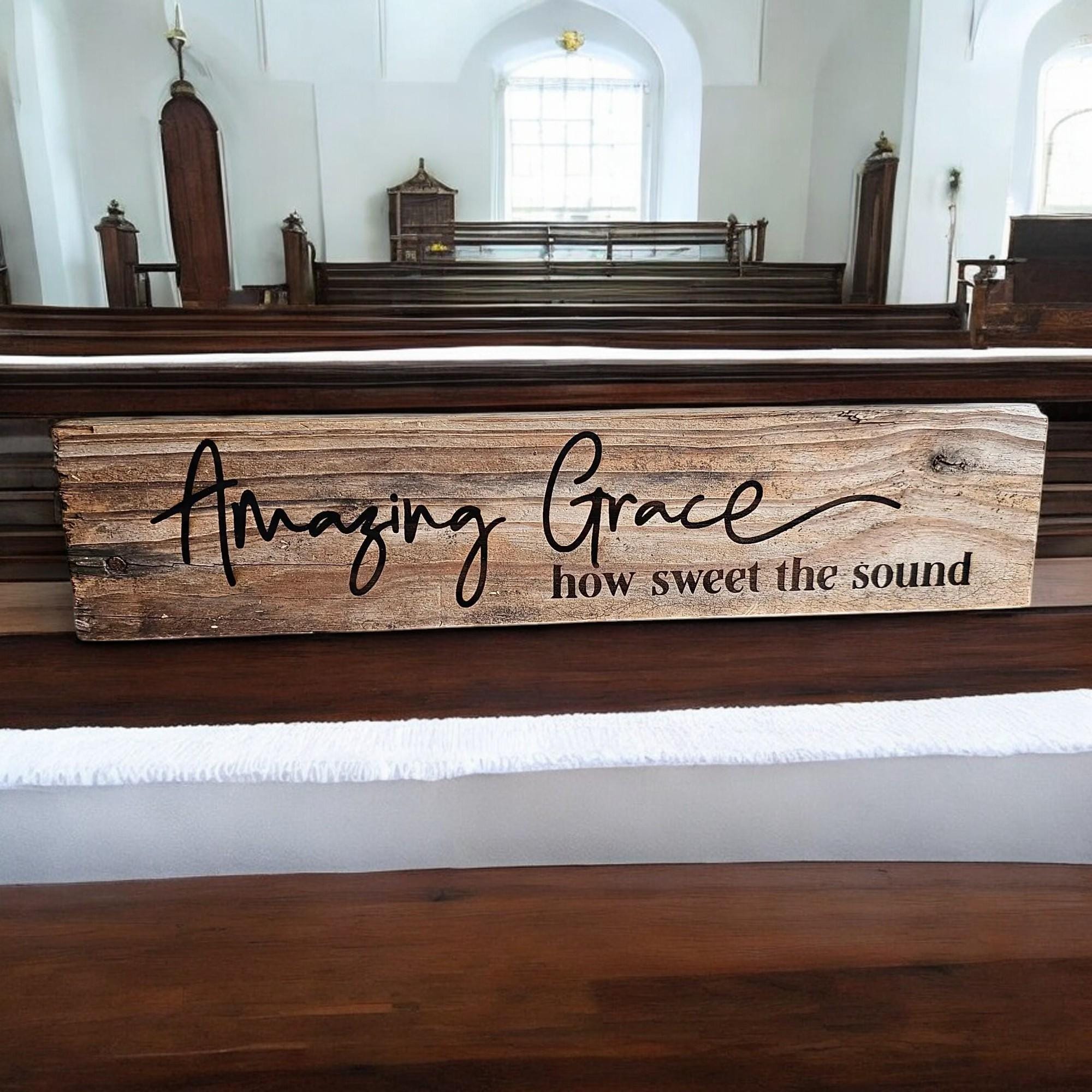 Amazing Grace Barnwood Sign Old Hymn Gospel Song 14" W X 3" H X .75" D ...