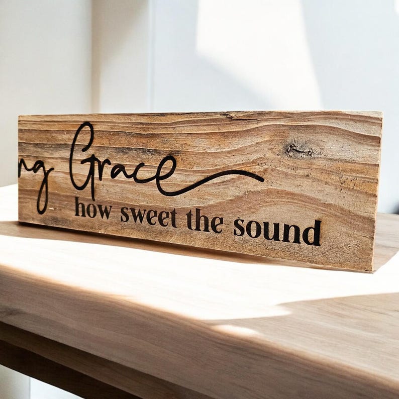 Amazing Grace Barnwood Sign Old Hymn Gospel Song 14" W X 3" H X .75" D ...