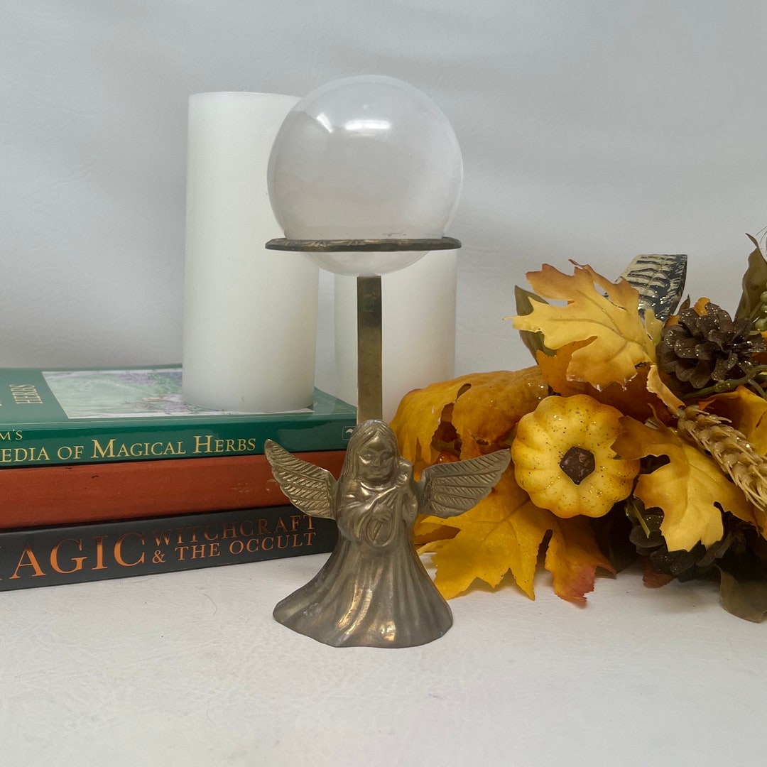 Vintage Brass Angel Sphere Holder With Halo, Globe Stand, Egg Stand ...