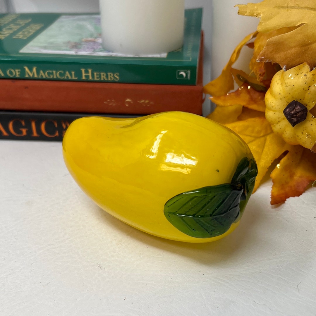 Vintage Glass Mango, Yellow Mango Tabletop Decor, Vintage Fruit Decor ...