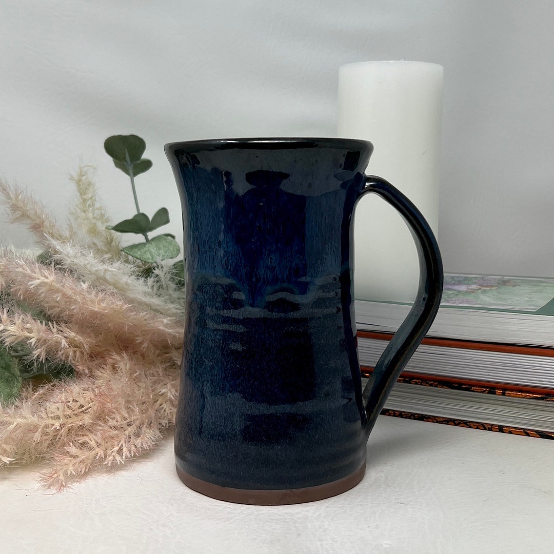 Vintage Blue Pitcher by A&A, Large Blue Pottery Pitcher, Mug, Blue Mug ...