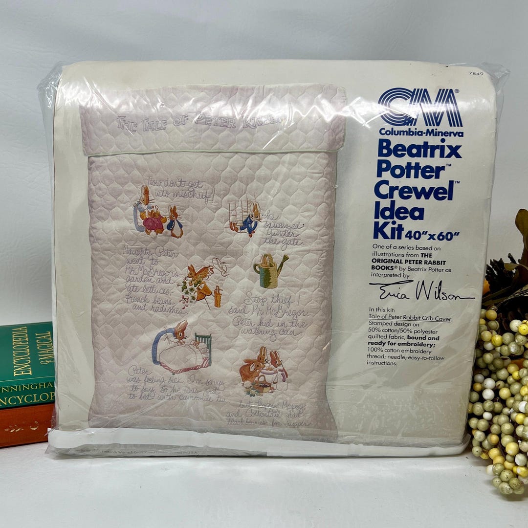 Vintage Beatrix Potter Crewel Idea Kit 40 X 60 Peter Rabbit Crib Cover ...