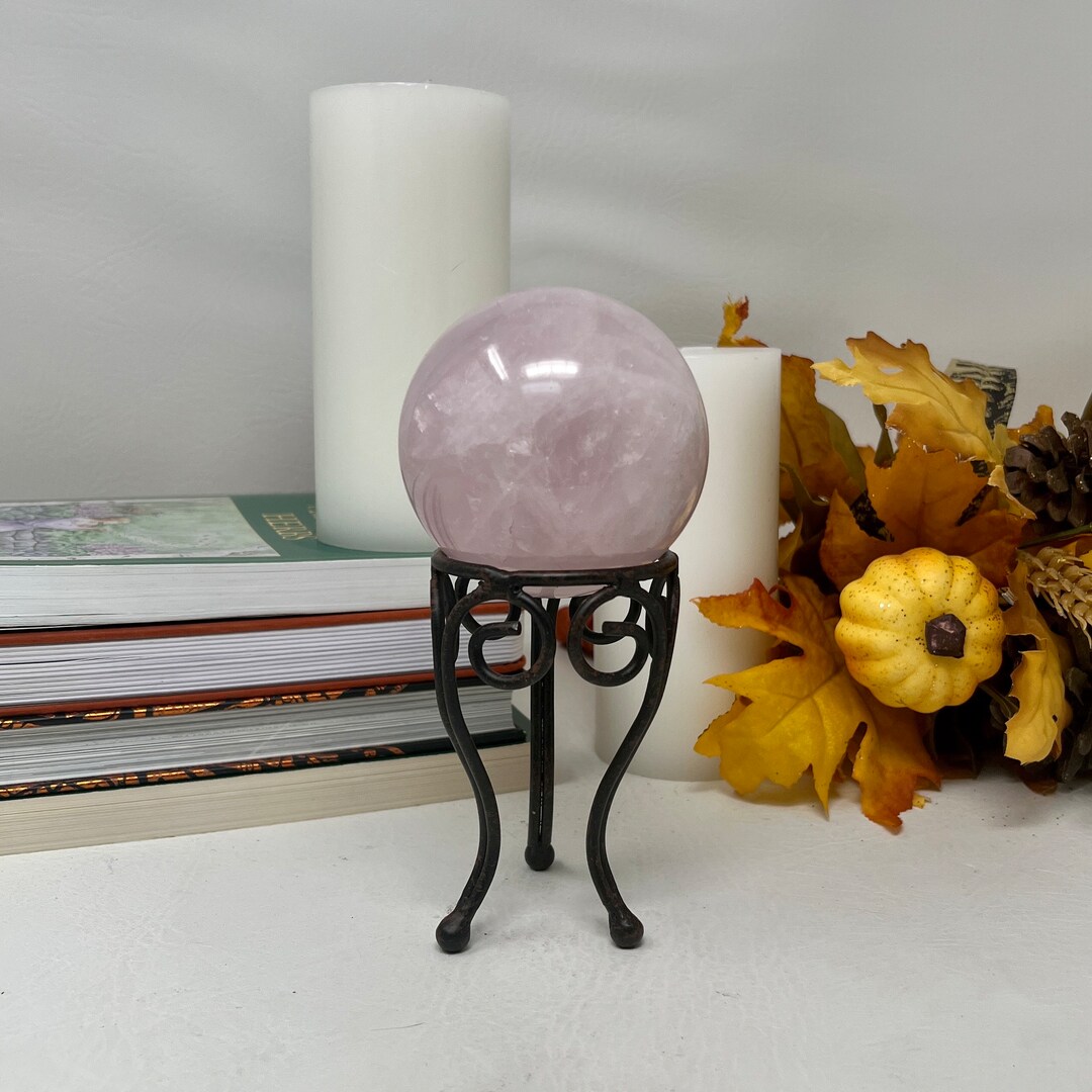 Brown Metal Sphere Stand With Three Decorative Curled Legs, Globe Stand ...