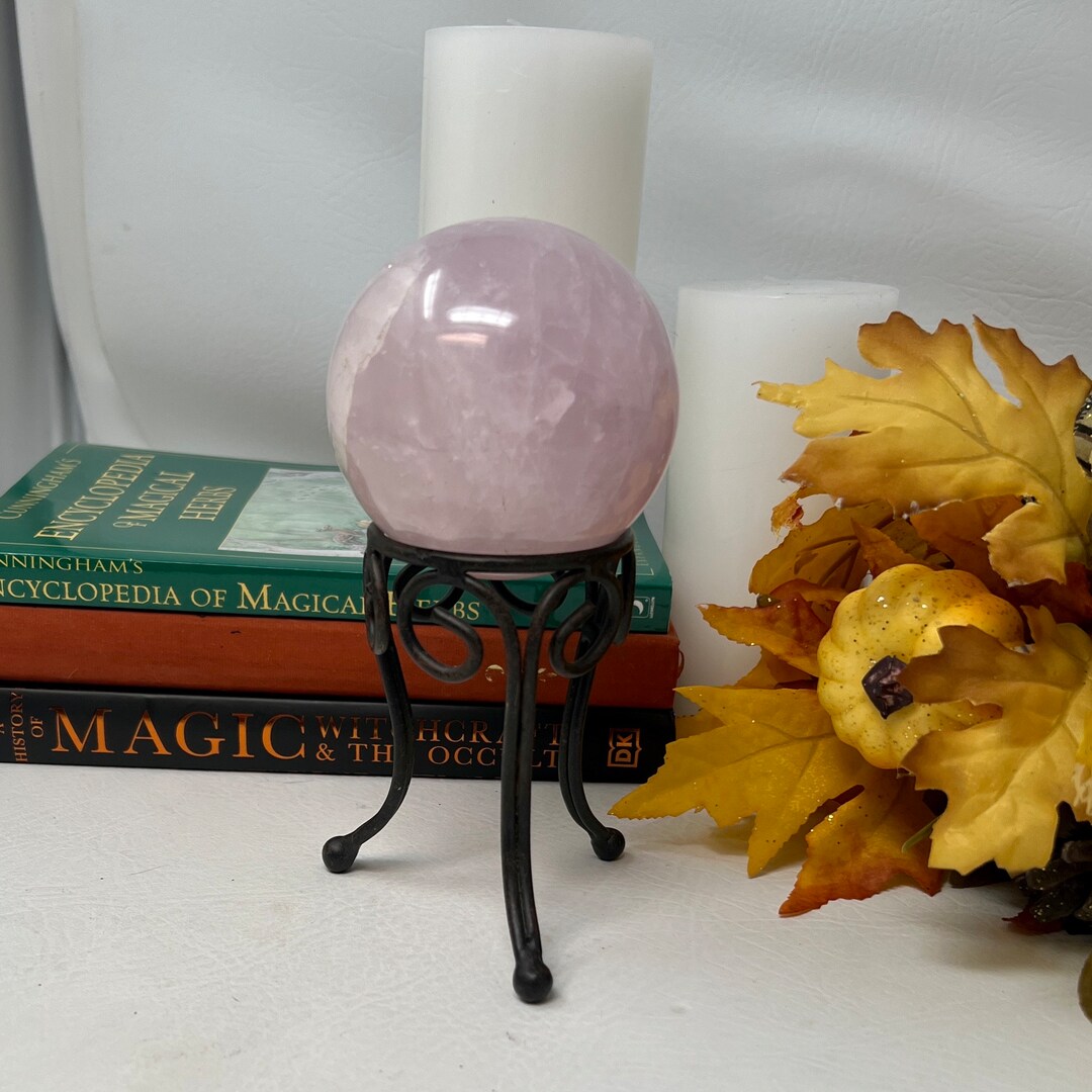 Brown Metal Sphere Stand With Three Decorative Curled Legs, Globe Stand ...