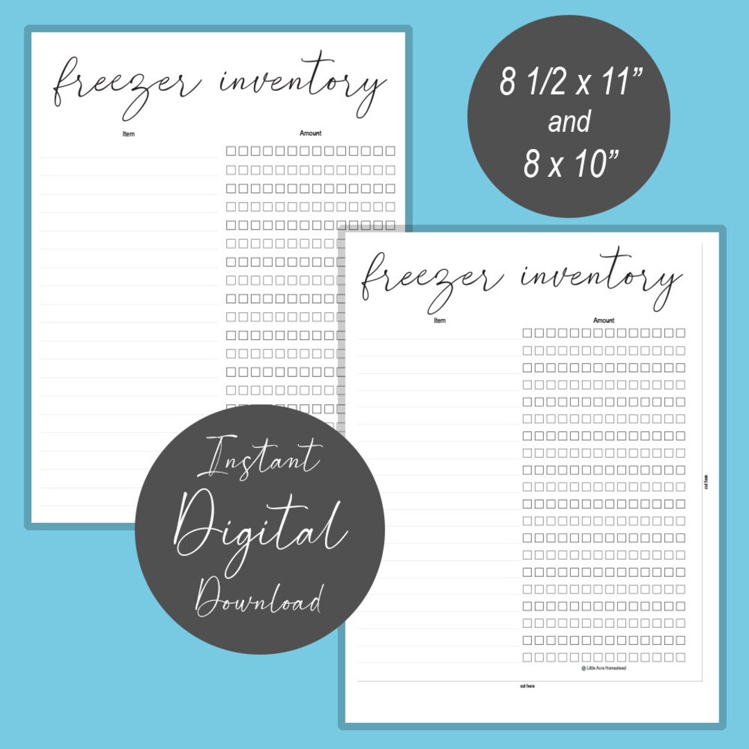 Freezer Inventory Printable, Instant Download, Freezer Checklist ...