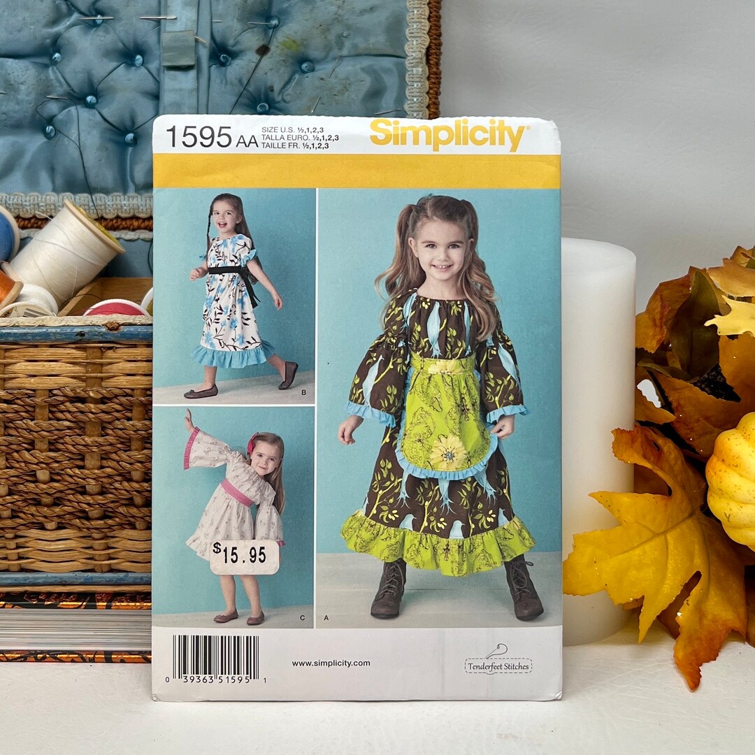 Simplicity Girls Dress Sewing Pattern, Size A 1/2-3, Uncut Complete ...