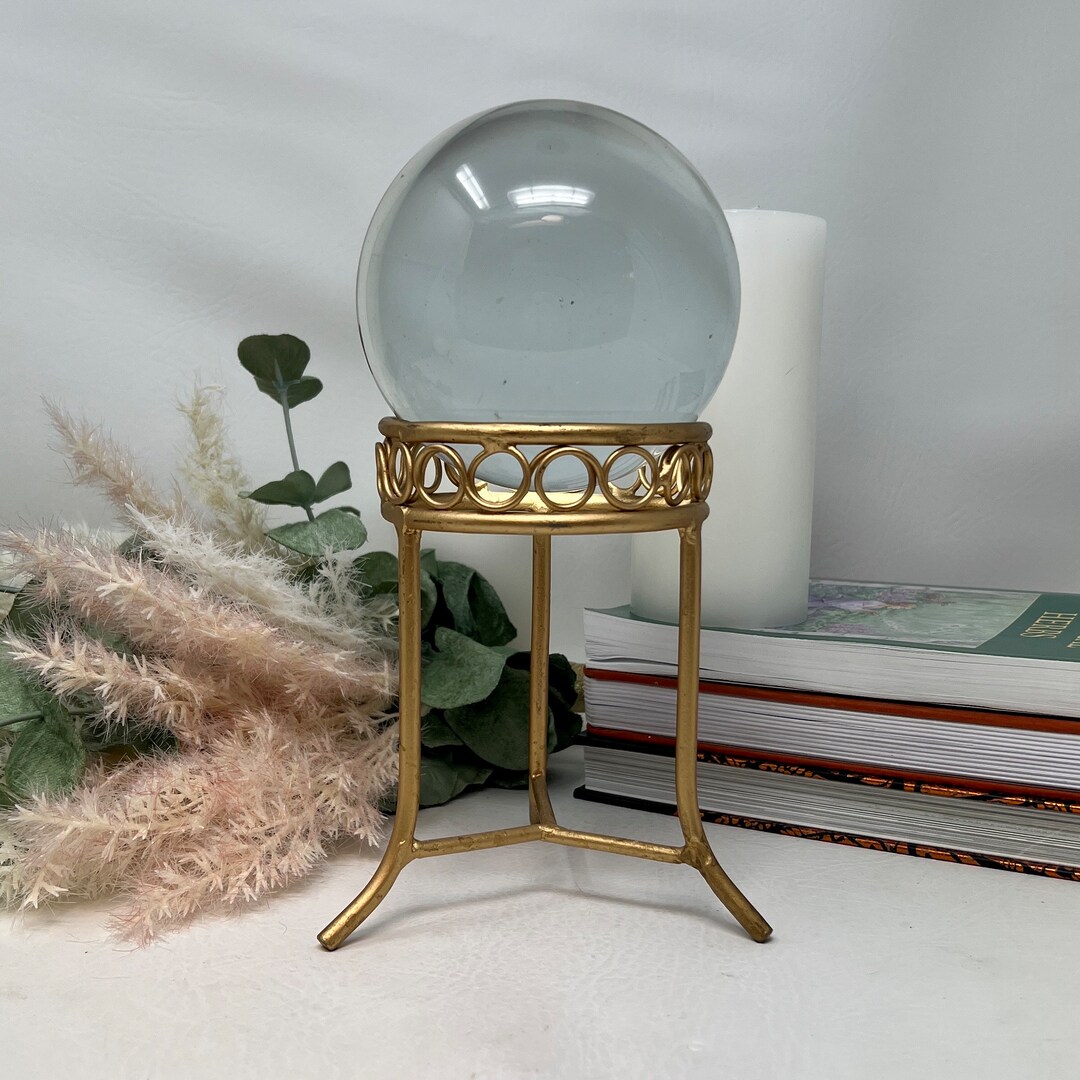 Gold Painted Metal Sphere Holder, Globe Stand, Egg Stand, Divination ...