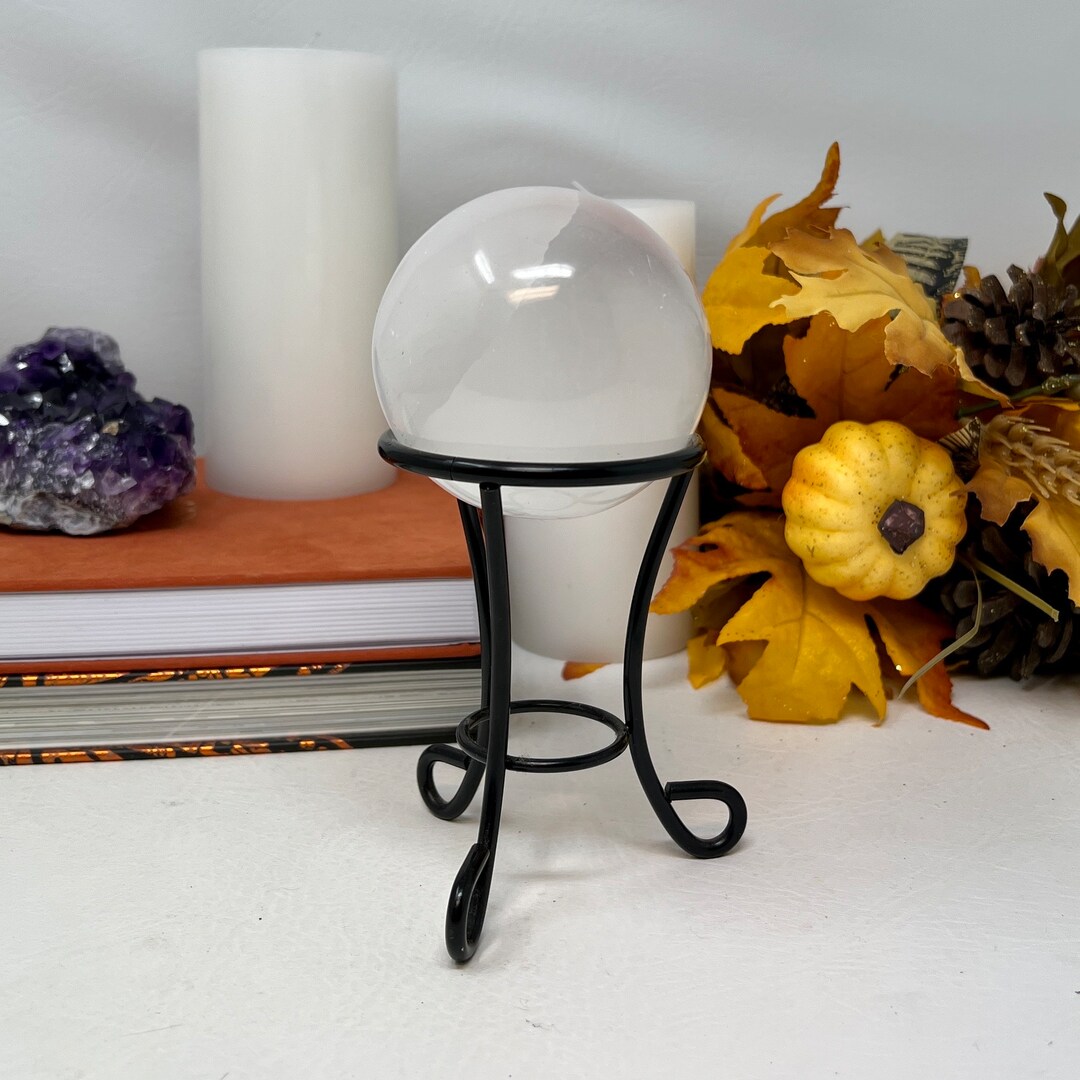 Black Metal Three Legged Sphere Holder With Decorative Curls - Etsy