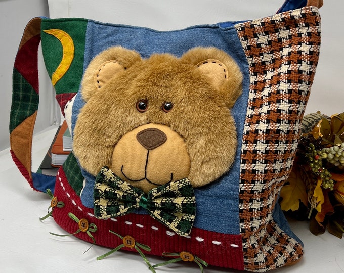 Vintage Y2K Teddy Bear Patchwork Cross Body Purse, Teddy Bear Tote Bag ...