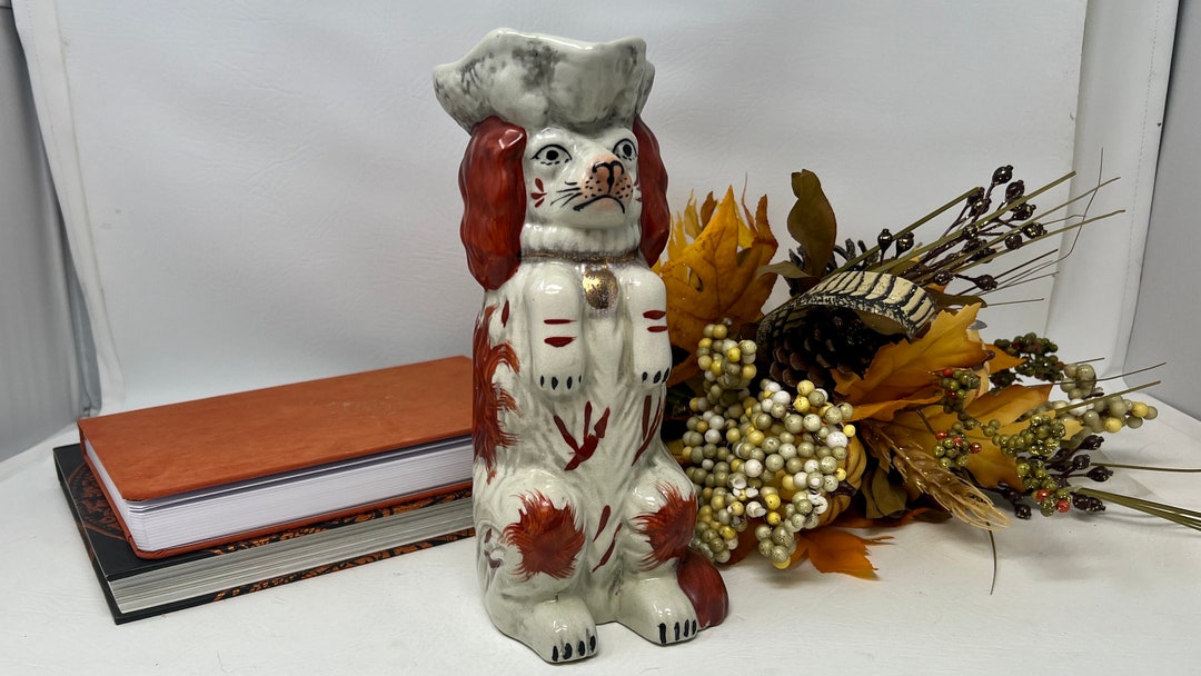 Vintage Staffordshire Style Dog Pitcher, Spaniel Pitcher, Dog Mug, Hand ...