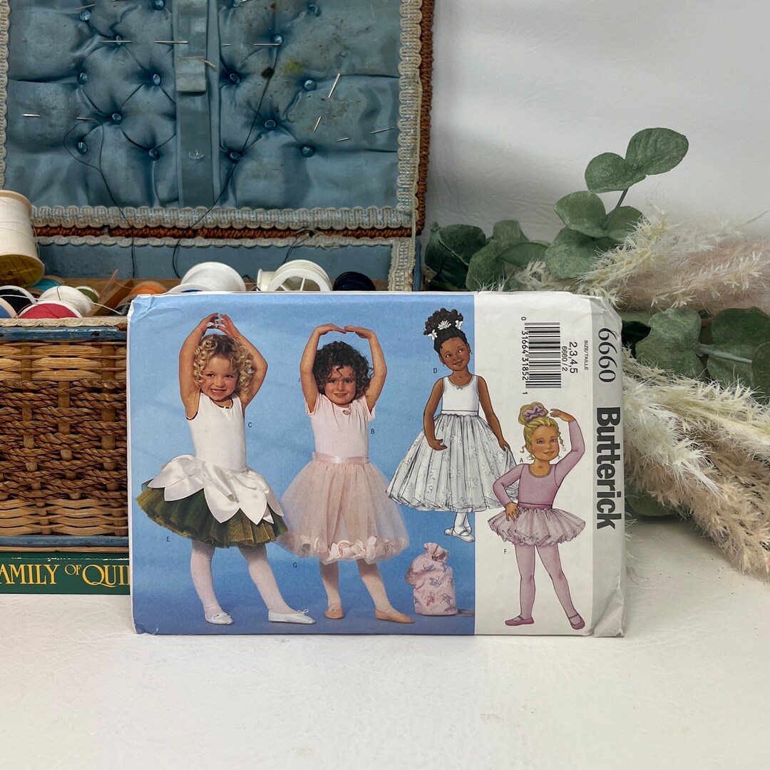 Vintage Butterick Girls Ballerina Leotard Skirt Bag Scrunchie Sewing ...