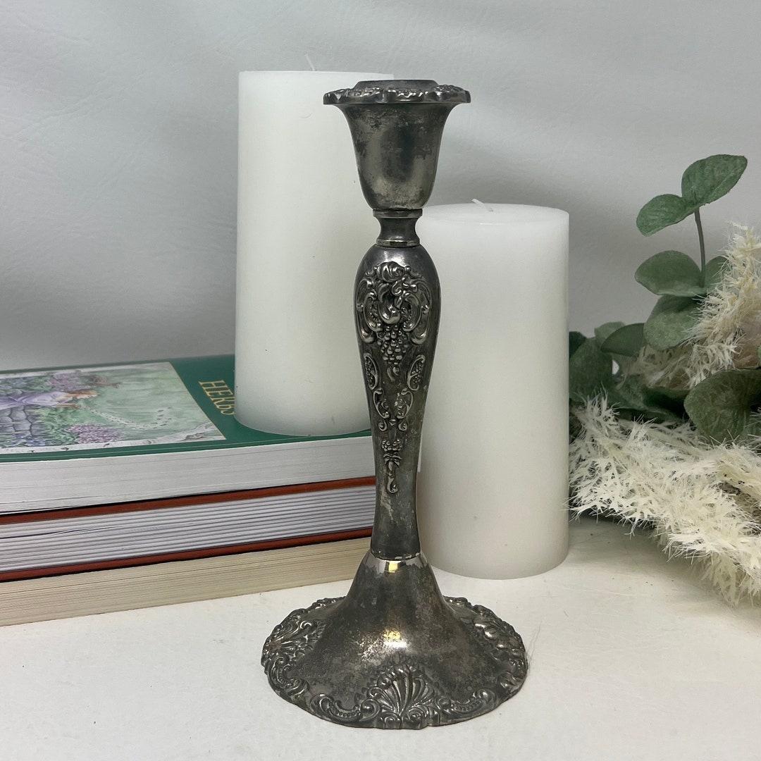Vintage Godinger Taper Candlestick, Silverplated Candlestick Holder ...