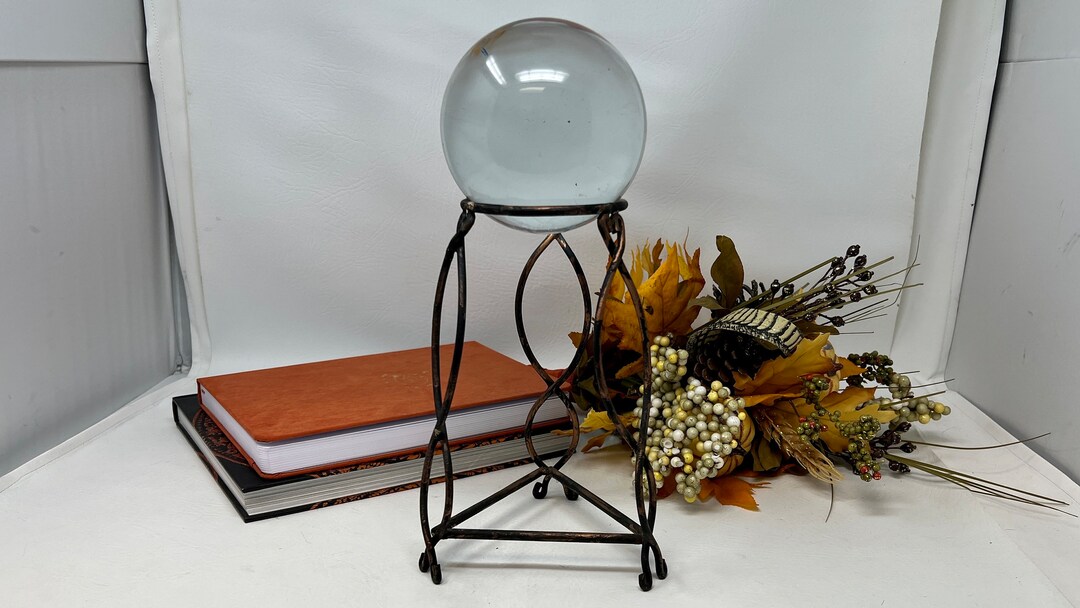 Brown Metal Brush Painted Sphere Holder With Decorative Curled Legs ...