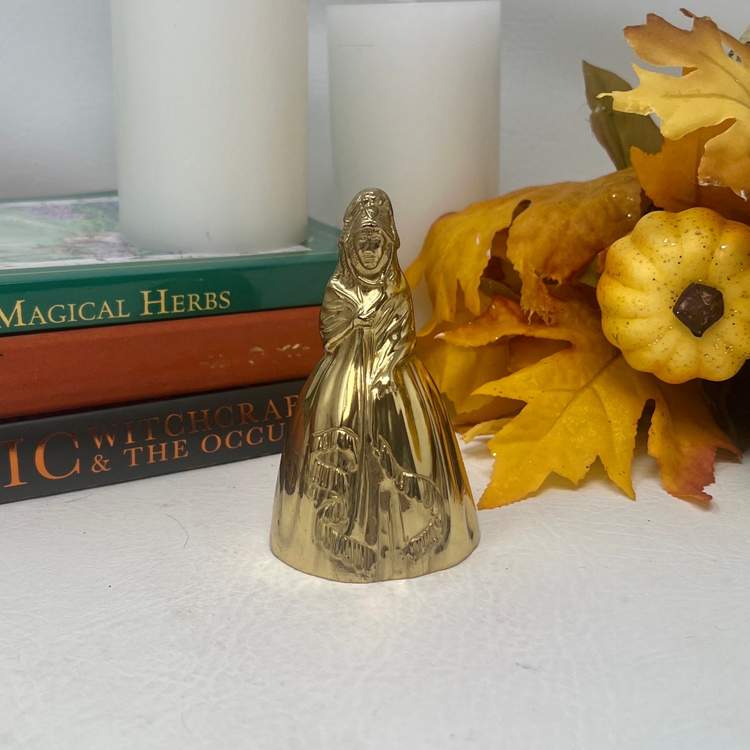 Vintage Brass Witch Bell, Brass Old Crone Bell, Old Woman Bell, Altar ...