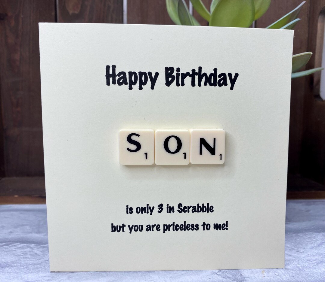Handmade Scrabble Tile Birthday Card for Son - Etsy