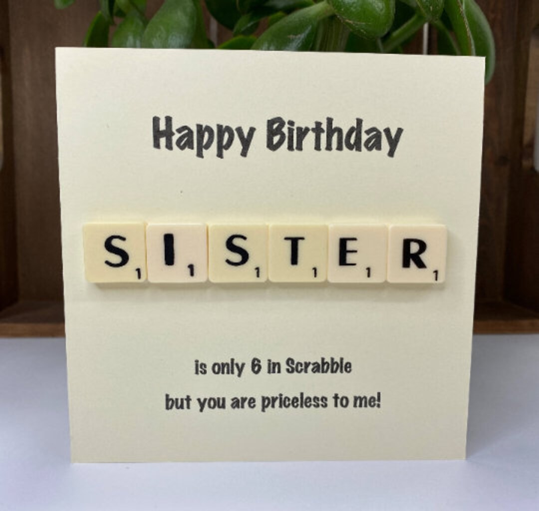 Handmade Scrabble Tile Birthday Card for Sister - Etsy