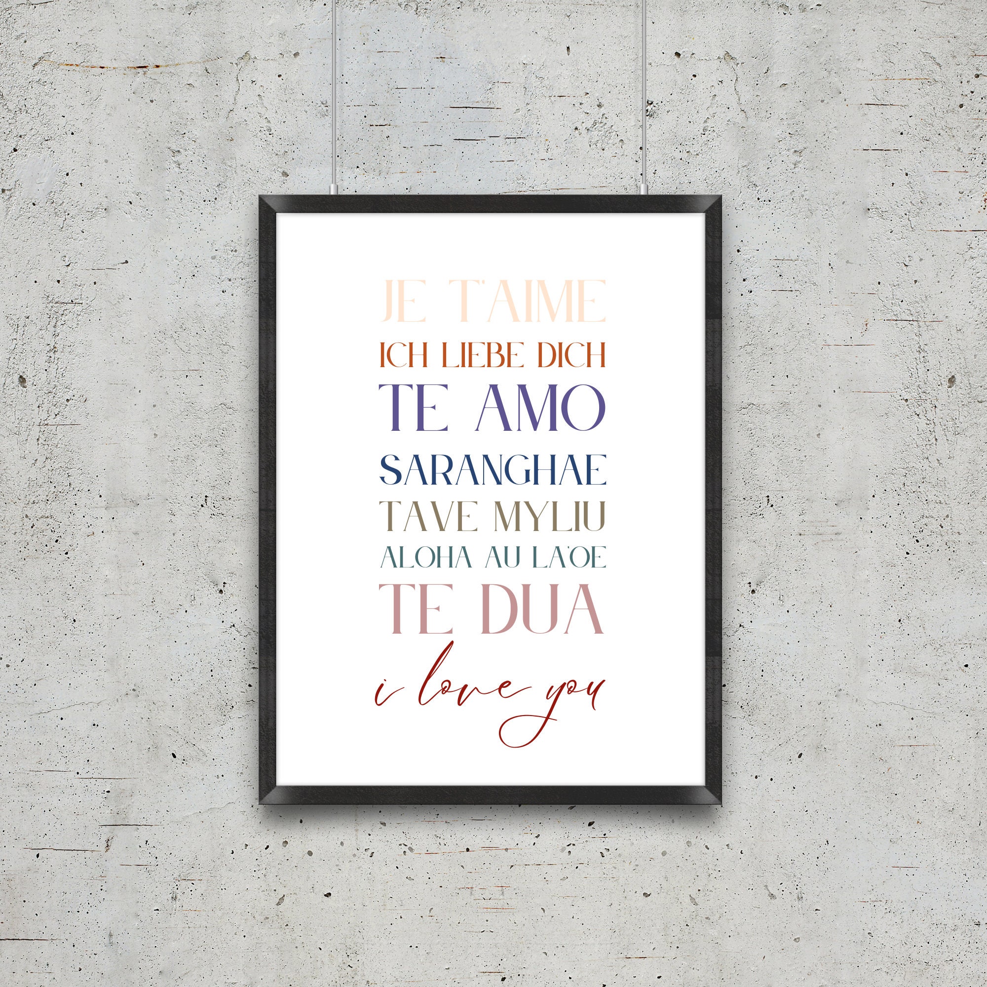 I Love You Print - Multiple Languages // Digital Download // Valentine ...
