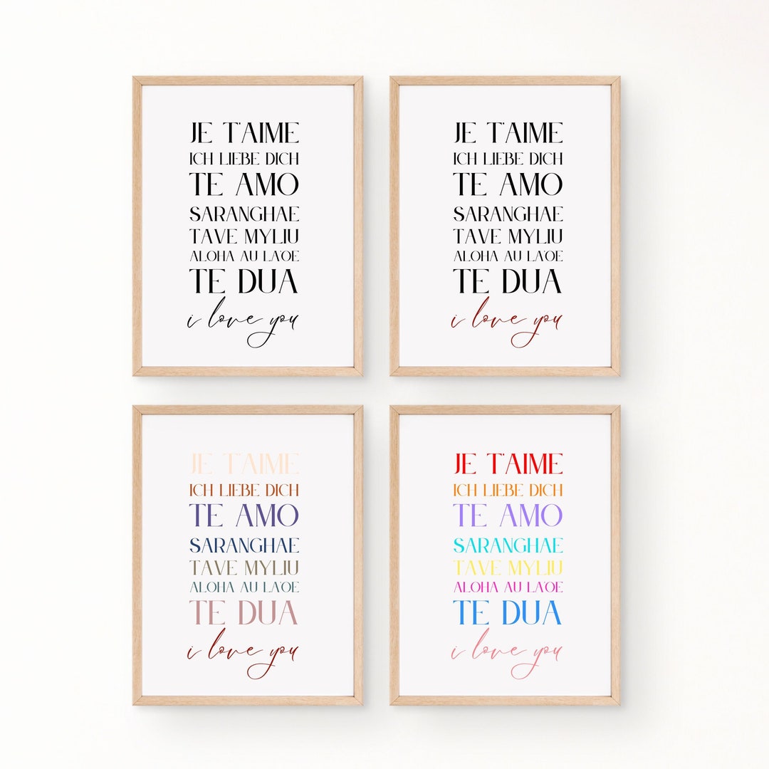 I Love You Print - Multiple Languages // Digital Download // Valentine ...