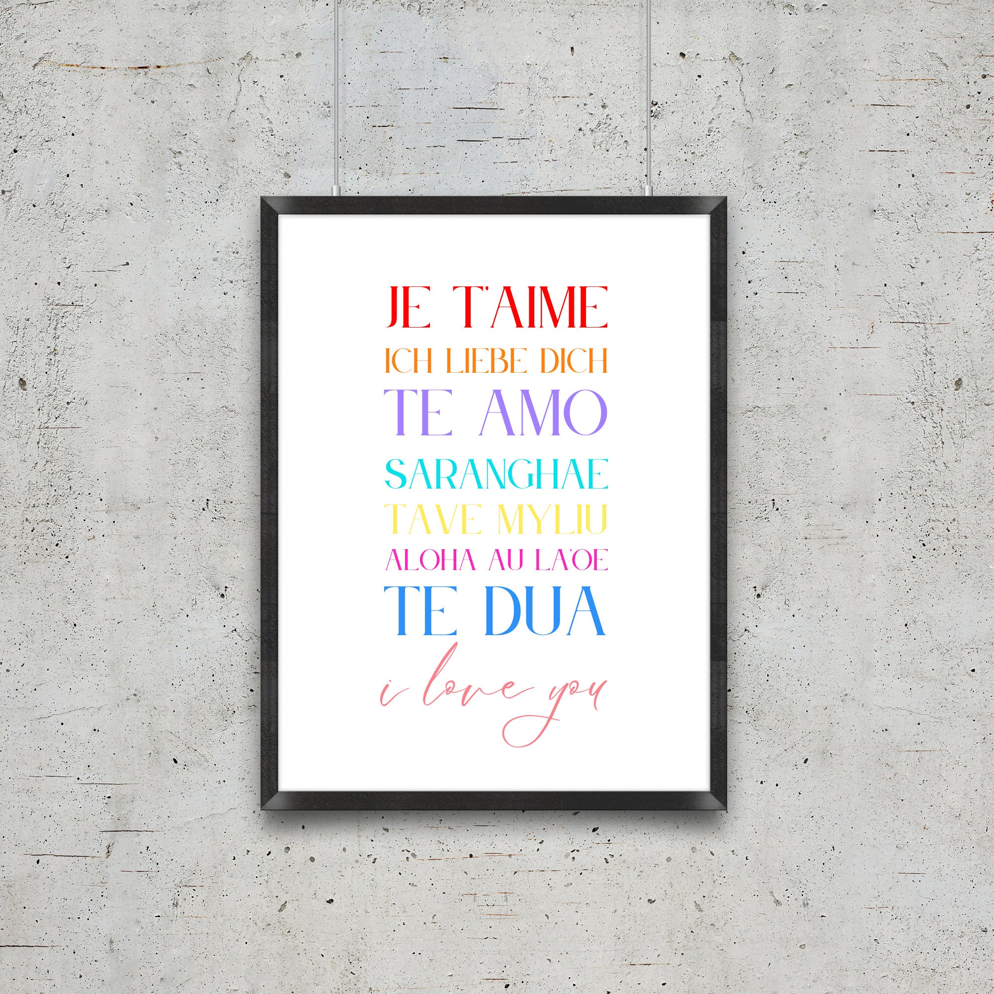 I Love You Print - Multiple Languages // Digital Download // Valentine ...