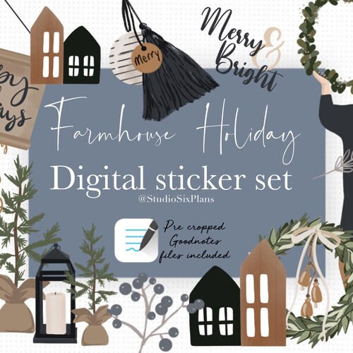 Farmhouse Holiday Digital Planner Stickers for Goodnotes | Etsy