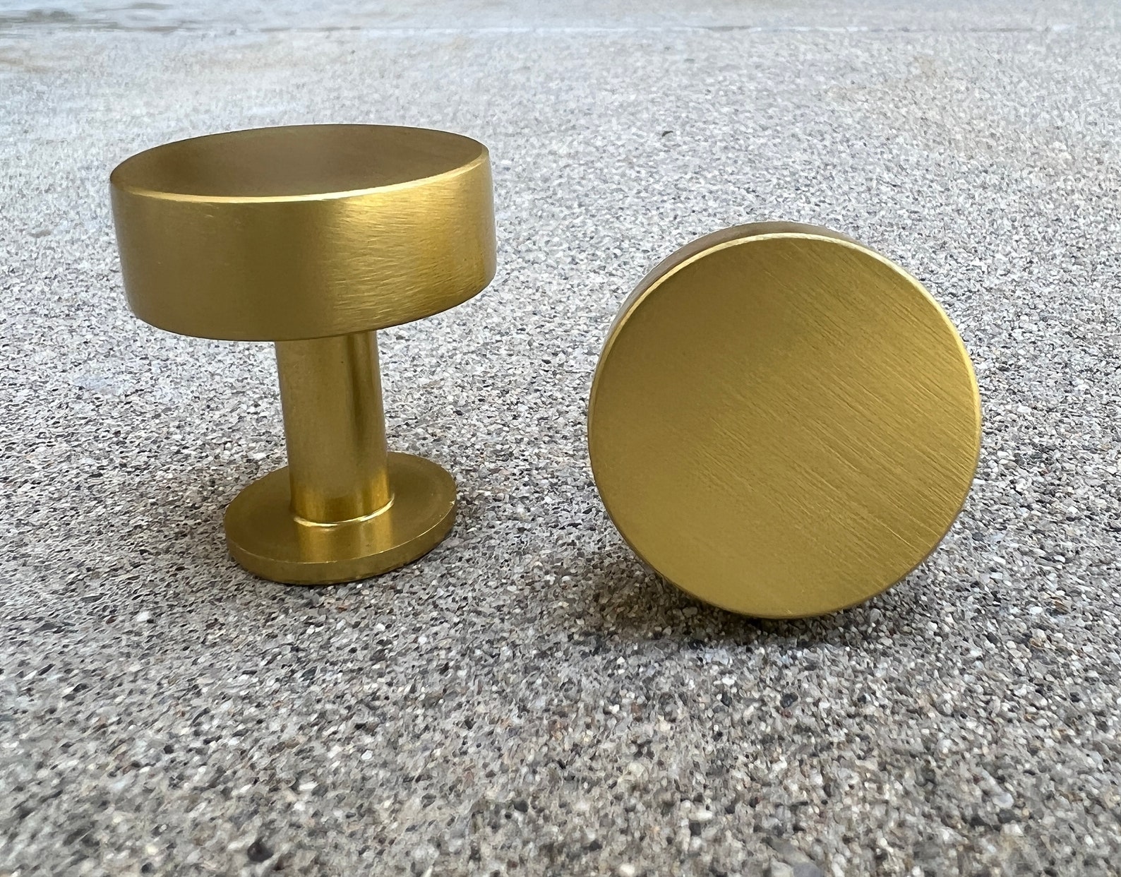 Gold Brushed Brass Modern Round Circle Cabinet Drawer Handles - Etsy