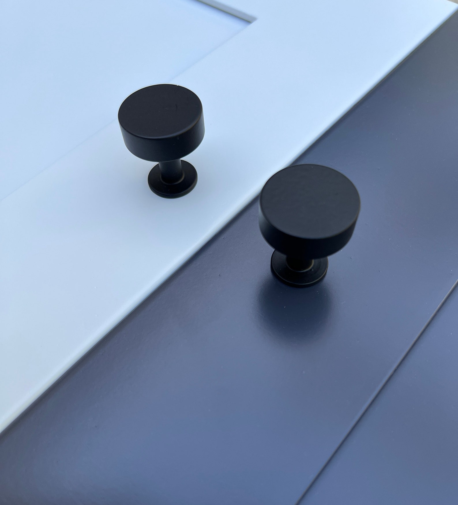 Black Brass Modern Round Circle Cabinet Drawer Handles Pulls Knobs ...