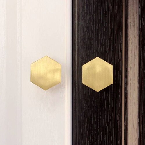 Hexagon Brass Kitchen Cabinet Knobs Pulls Gold Drawer Dresser - Etsy
