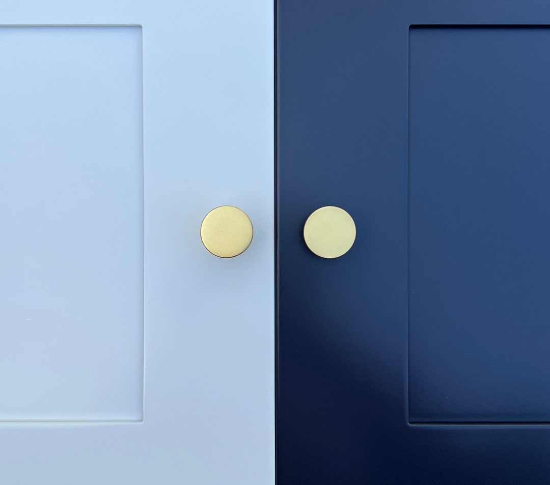 Gold Brushed Brass Modern Round Circle Cabinet Drawer Handles Pulls ...