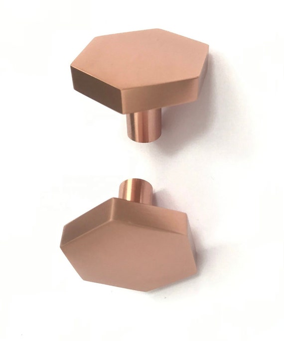 Rose Gold Brass Hexagon Bronze Cabinet Drawer Handles Pulls - Etsy