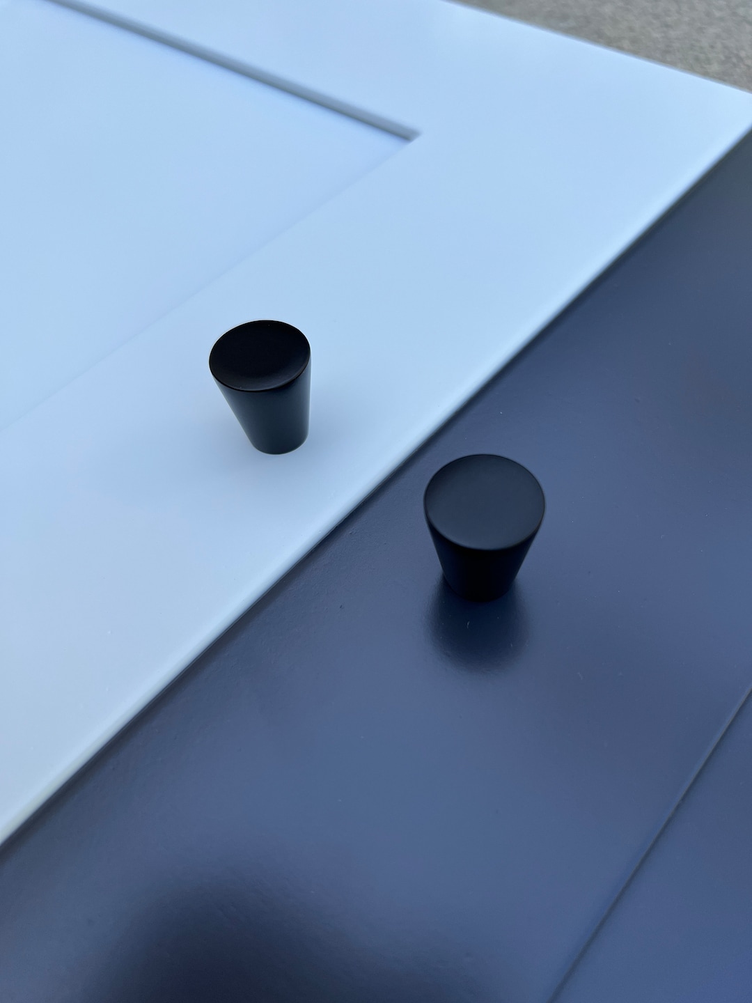 Knob Mini Matte Black Brass Modern Round Circle Cone Cabinet Drawer ...