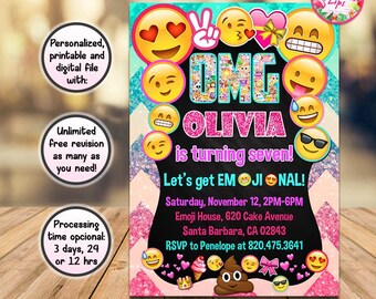 Emoji invitation | Etsy