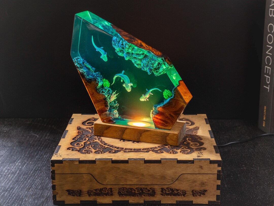 Axolotl Lamp, Mexican Salamander Resin Lamp, Ocean Night Lights ...