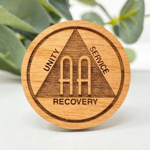 WOOD Sobriety Circle & Triangle Symbol + Trinity Medallion! Sober Gifts ...