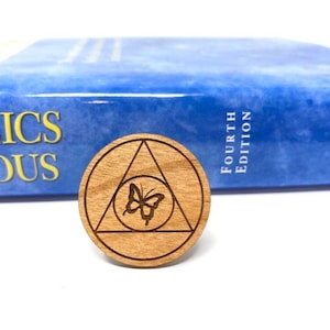 Al-anon Butterfly Token: Engraved Alder Wood Medallion - Etsy