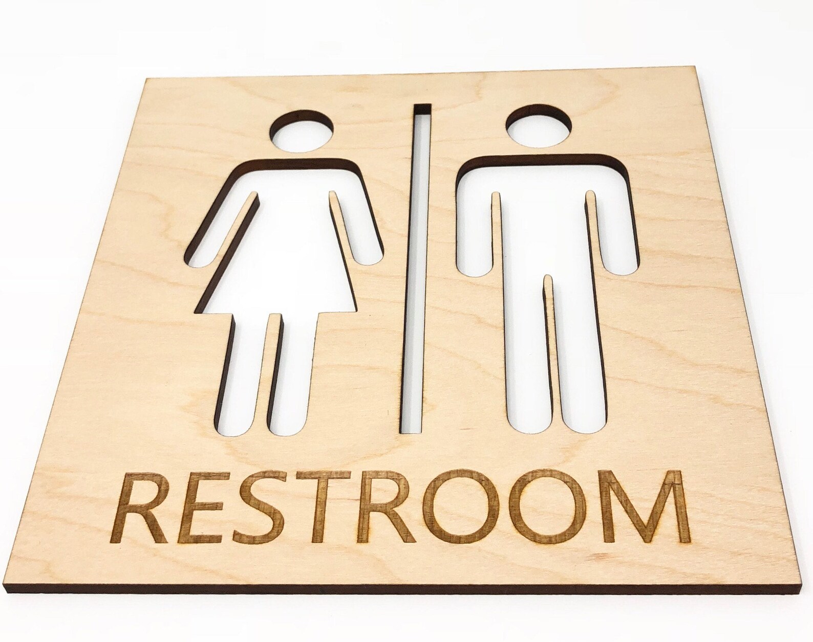 Restroom Wooden Sign Restroom Wooden Cutout Restroom Decor | Etsy
