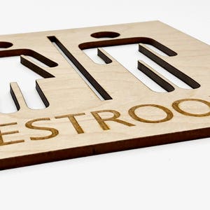 Restroom Wooden Sign - Restroom Wooden Cutout - Restroom Decor - Office ...