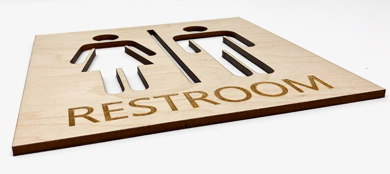 Restroom Wooden Sign Restroom Wooden Cutout Restroom Decor | Etsy