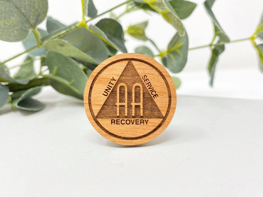 WOOD Sobriety Circle & Triangle Symbol + Trinity Medallion! Sober Gifts ...