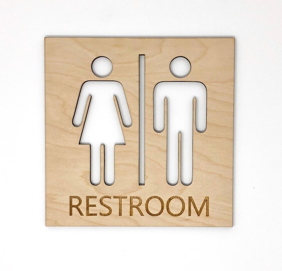 Restroom Wooden Sign Restroom Wooden Cutout Restroom Decor | Etsy