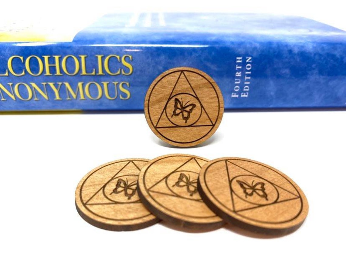 Al-anon Butterfly Token: Engraved Alder Wood Medallion - Etsy