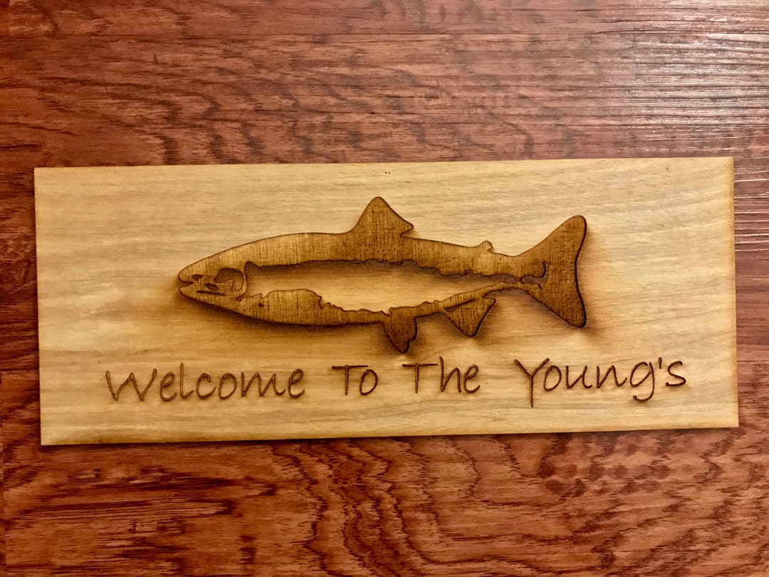 Welcome Fish Sign Perfect Sign of a Beautiful Trout Fish for Your Home ...