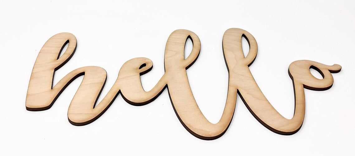 Hello Word Wood Cut Wall Art Décor | Etsy