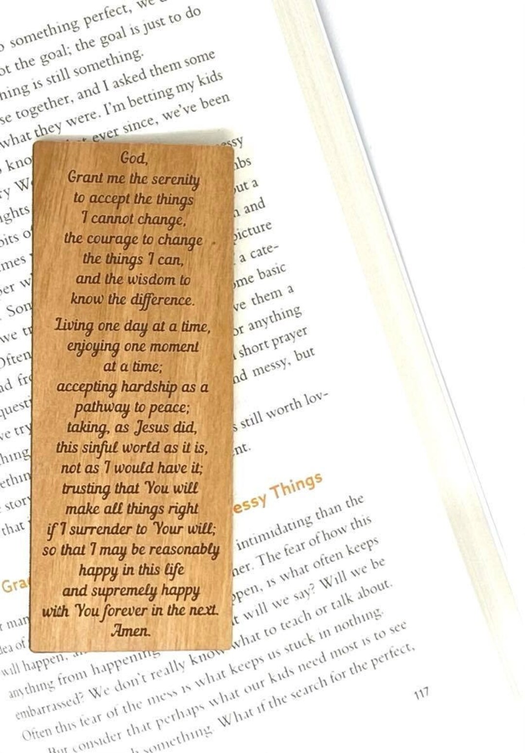 Serenity Prayer Wood Engraved Bookmark - Cursive Font - Etsy