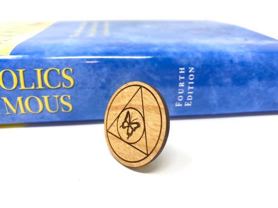 Al-anon Butterfly Token: Engraved Alder Wood Medallion - Etsy