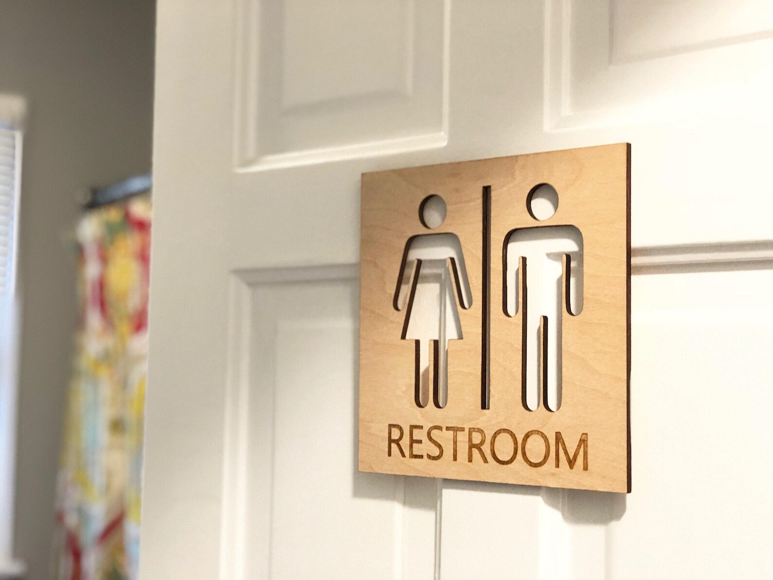 Restroom Wooden Sign Restroom Wooden Cutout Restroom Decor | Etsy